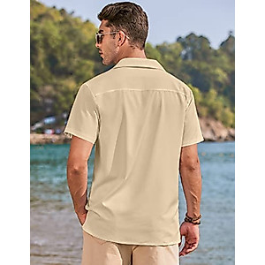 COOFANDY Men Casual Button Down Shirts Short Sleeve Camp Guayabera Shirts Resort Wear