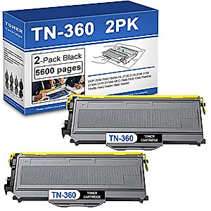 LKKJ (High Yield) 2 Pack TN360 Toner Cartridge Compatible TN-360 Black Toner Cartridge Replacement for Brother DCP-7030 HL-2120 2140 2170w 2430n MFC-7340 7840w Printer Toner Cartridge.