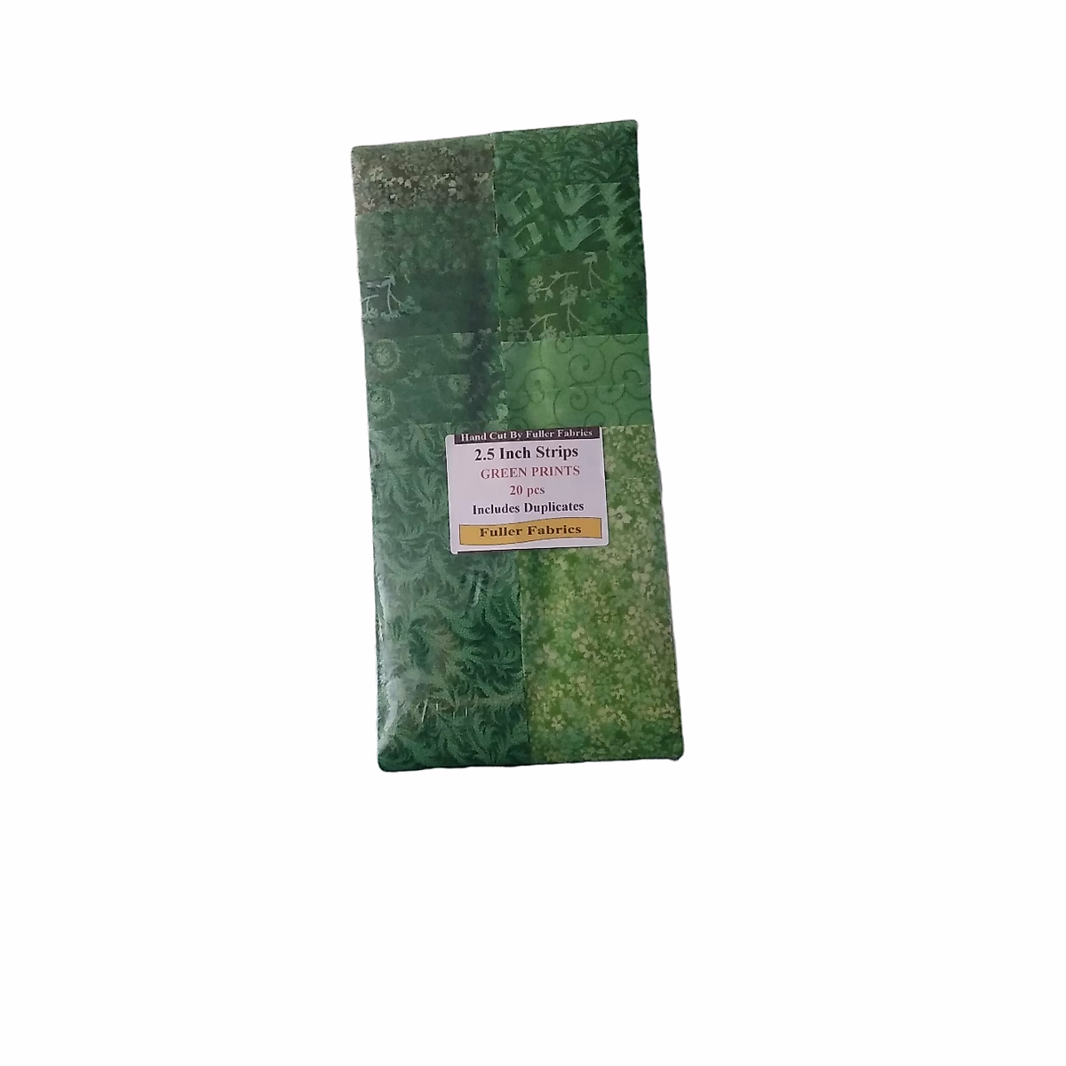 2.5 Inch Jelly Roll Strips Assorted Green Prints 20 pcs - Handcut by Fuller Fabrics