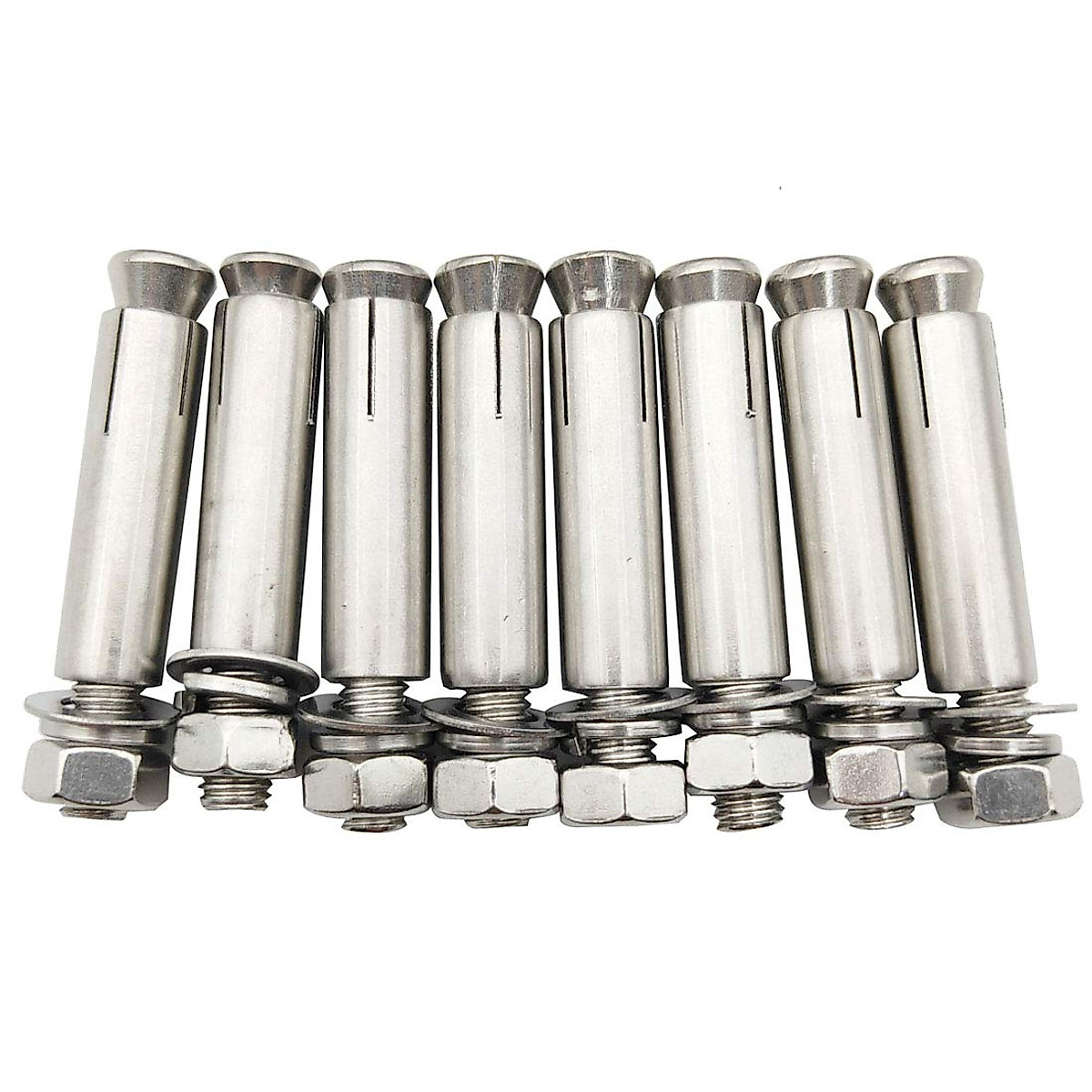 Sipery Expansion Bolts, 304 Stainless Steel External Hex Nut Expansion Screw Bolts Sleeve Anchor M8x60mm 8Pcs