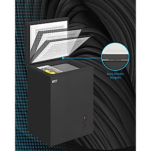 TABU 3.5 Cu Ft Chest Freezer, Deep Freezer with Removable Storage Basket, Top Open Door Small Chest Freezer with 7 Level Adjustable Temperature, Compact Freezer with Top Open Door (Black)
