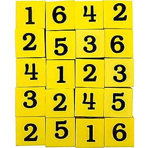 Teacher Created Resources Foam Numbered Dice 1-6, Pack of 20 , Yellow