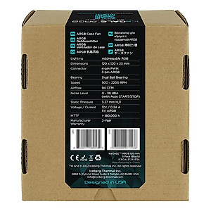 Iceberg Thermal IceGALE Addressable RGB 120mm PWM Dual Ball Bearing ARGB Case Fan ((3-Pack) Black)