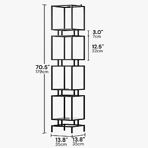 Cozy Castle Etagere Bookcase, 4-Tier Tall Bookshelf, 70.5" Slim Shelving Unit for Living Room, Home Office, Bathroom, Tempered Glass Display Cabinet, Black Metal Frame