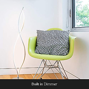 Brightech Twist Floor Lamp, Bright Tall Lamp for Offices, Modern LED Spiral Lamp for Living Rooms, Dimmable Standing Lamp with Sturdy Base for Bedroom Reading, Great Living Room Decor - Silver