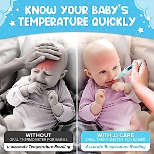 JJ CARE Oral Thermometer with LCD Display, Calibrated Oral Thermometer for Babies and Adults, 10 Seconds Fast Reading Oral Digital Thermometer for Fever with 10 Disposable Covers
