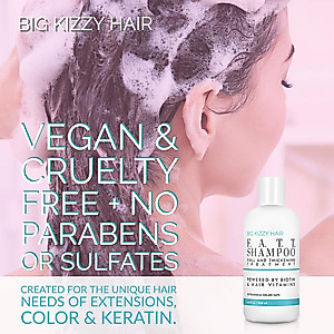 Big Kizzy F.A.T.T. Thickening Biotin Shampoo - Formulated for Extensions + Thin Hair - Sulfate & Paraben Free - Keratin & Color Safe Volumizing Shampoo, 8.5oz