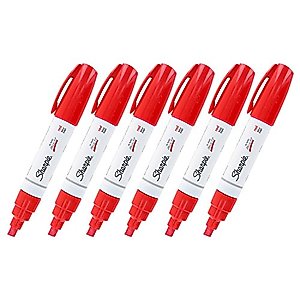 Sharpie Oil-Based Art Paint Markers, Bold Point, Red Ink, Pack of 6