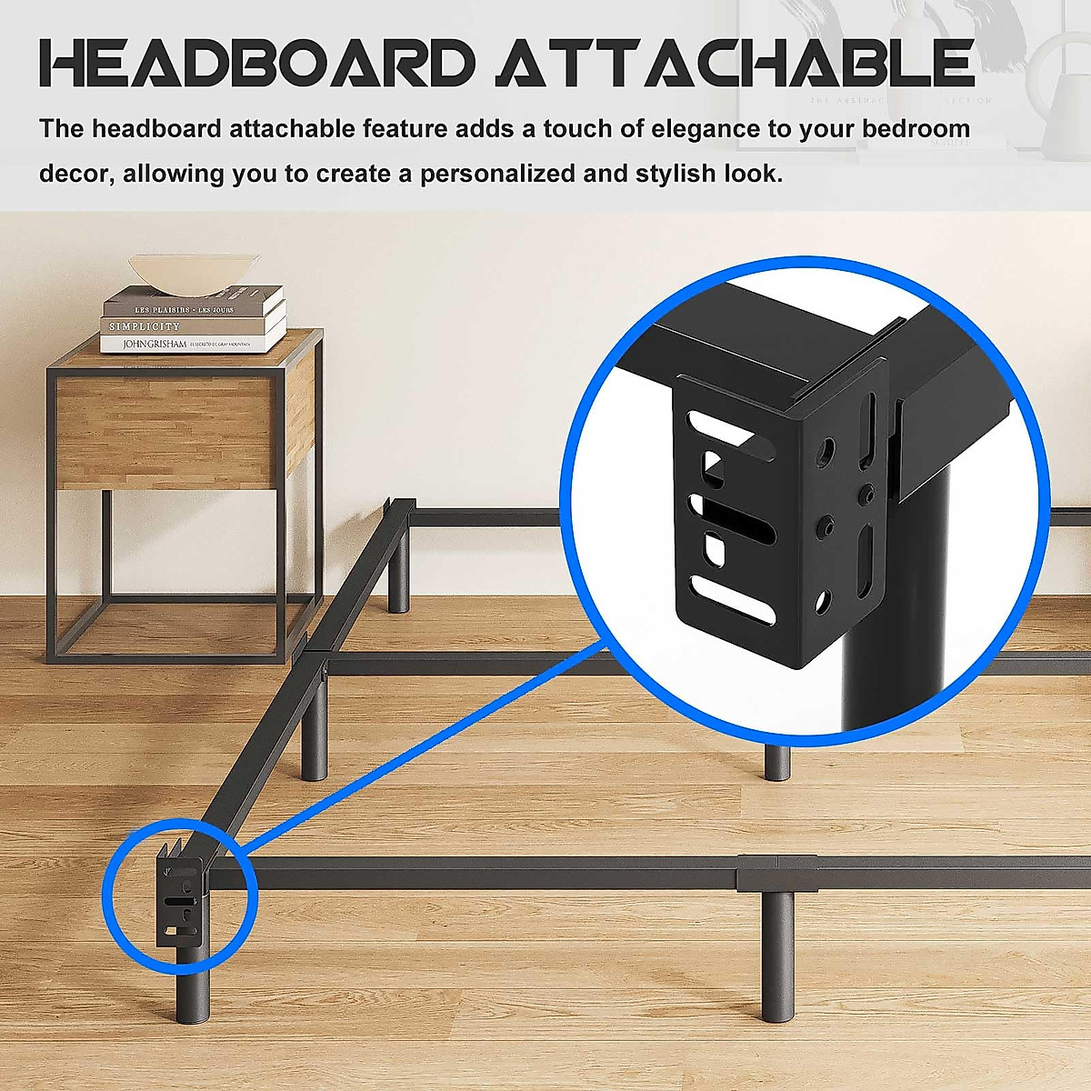 Bedsnus California King Size Bed Frame, 7 Inch Metal Basics Bed Frame,Low Profile Base for Box Spring, 9-Leg Support, Noise-Free, Easy Assembly, Black