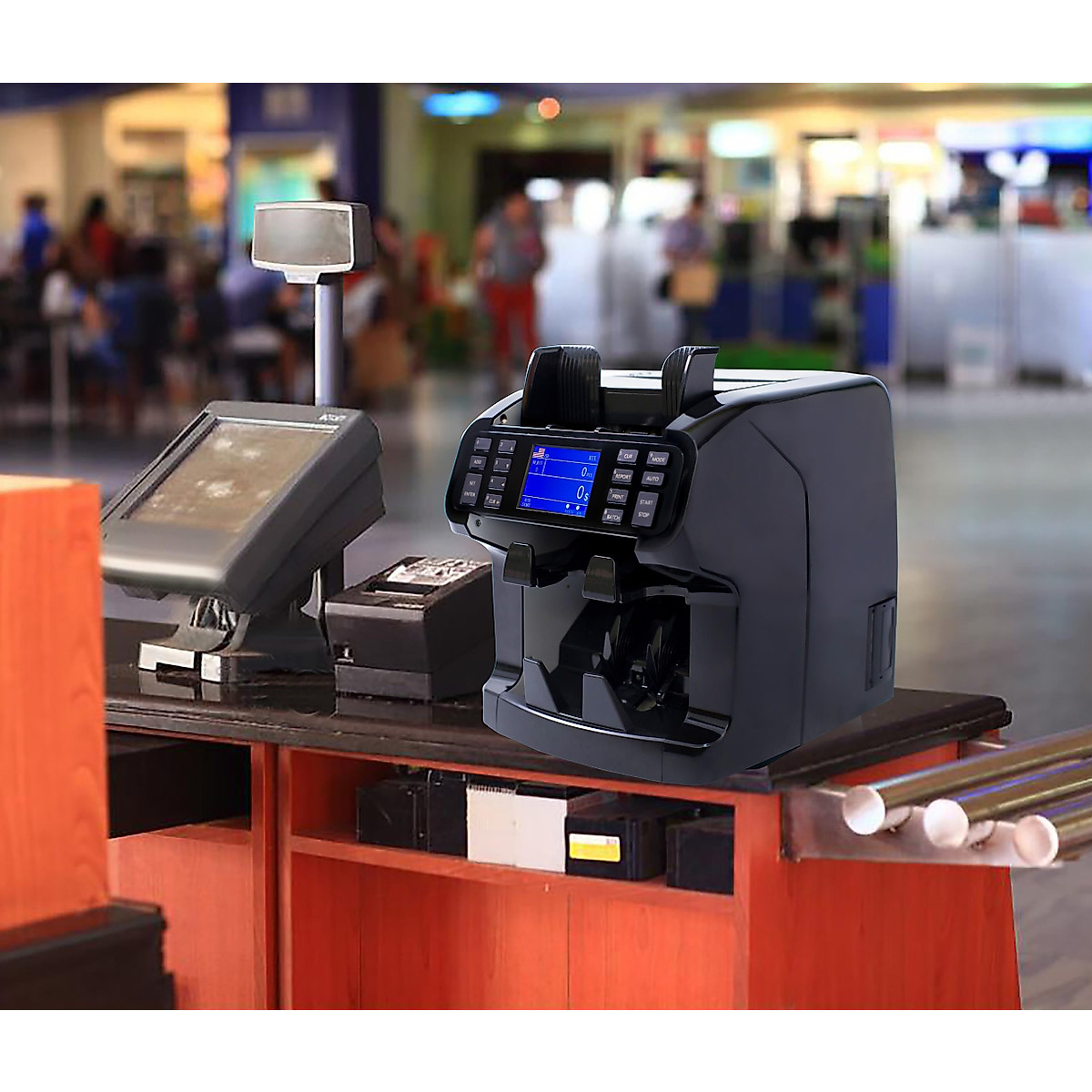 Demotio Bank Grade Two Pocket Bill Sorter MA-900 Non-Stop Bill Counter Multi-Currency Highly Reliable Counterfeit Detection and Value Counting with Built-in Printer