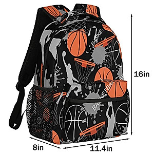 YPPAHHHH School Laptop Backpack Red Basketball Sports for Girls Kids Boys Sports Ball Player Lightweight Bookbag Elementary College Travel Hiking Daypack Backpacks for Women Men