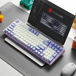 Hexgears Purple Rain M4 Mechanical Keyboard, 99 Keys Hot Swappable Wired Gaming Keyboard, PBT Keycaps, Creamy Keyboard with Number Pad for Windows/Laptop/Xbox, Kailh Green Switch Pre-lubed, Linear