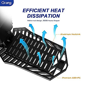 Grarg 2 Pack 185W LED Garage Lights, 18500LM 6500K Deformable Garage Ceiling Light with 6 Adjustable Panels, Super Bright Garage Light Compatible with E26/E27 Socket for Basement, Warehouse, etc