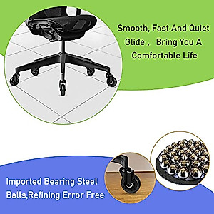 3" Office Chair Caster Wheels Replacement for Hardwood,Carpet,Tile,Universal Fit Standard Stem 7/16",Mute & Smooth Rolling Rubber Wheels for Chair to Replace Office Chair Mat,Set of 5