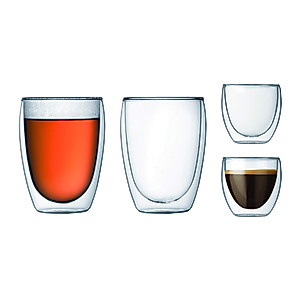 BODUM Double Wall Glass Set, 0.08 l, 0.35 l, 2 pcs, 4 Count (Pack of 1)