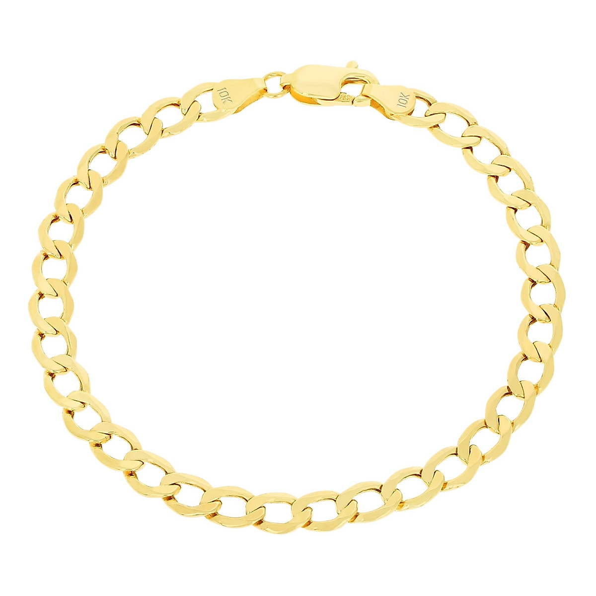 Nuragold 10k Yellow Gold 5.5mm Cuban Curb Link Chain Bracelet, Mens Womens Jewelry 7" 7.5" 8" 8.5" 9"