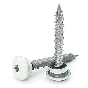 Low Profile Mechanical Galvanized Roofing Screws White Finish - #10 x 1" Qty 250