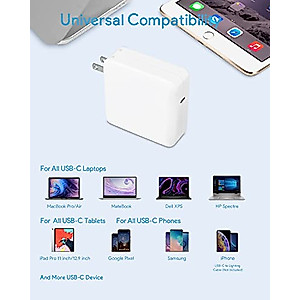 Mac Book Pro Charger, 61W/67W USB C Charger Power Adapter for MacBook Pro/Air 13/14 Inch, for MacBook 12 Inch,Included USB-C to USB-C Charge Cable (6.6ft/2m)
