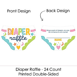 Big Dot of Happiness Colorful Baby Shower - Diaper Shaped Raffle Ticket Inserts - Gender Neutral Baby Shower Activities - Diaper Raffle Game - Set of 24