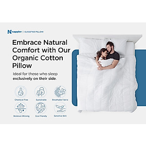 Nappler Side and Back Sleeper Pillow for Neck and Shoulder Pain Relief - Shredded Memory Foam Bed Pillow for Sleeping - 100% Adjustable Fill - Queen Size - Modal Washable Case. Extra Fill Included