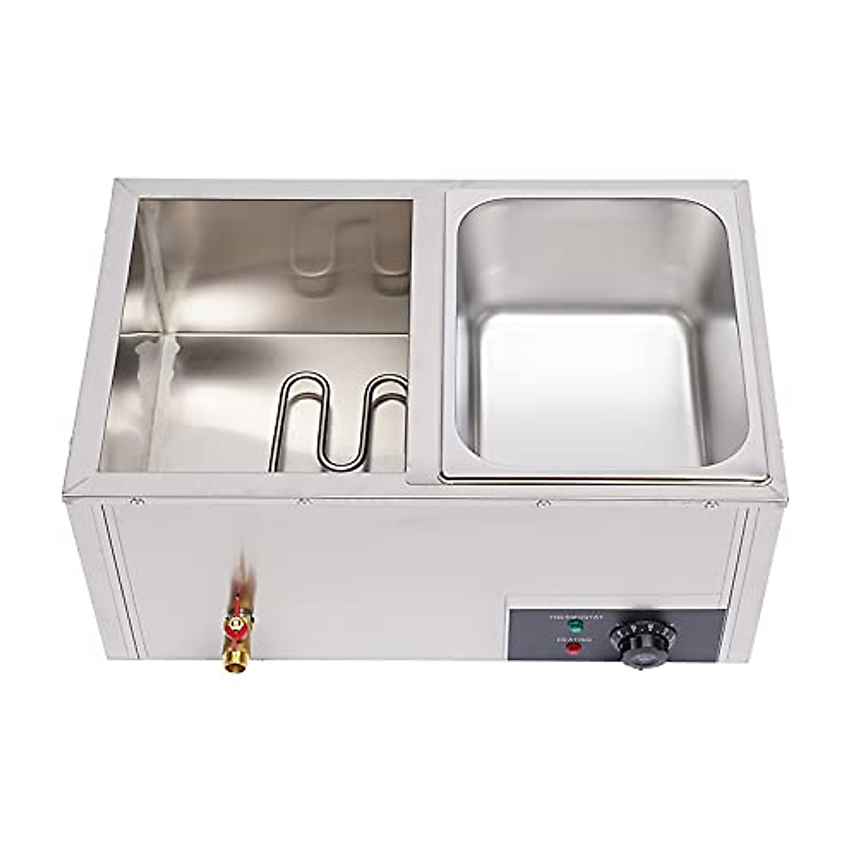 2-Pan Countertop Food Warmer, 110V/60Hz 850W Steam Table Stainless Steel Food Warmer 30° to 85° Adjustable Buffet Server Food Warmer Canteen Buffet Steam Heater for Catering and Restaurants