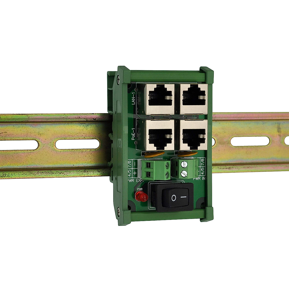 CZH-LABS DIN Rail Mount 2 Ports Passive RJ45 PoE Power Injection Board, Power Over Ethernet Injector Module.