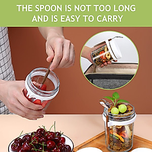 Xigugo Overnight Oats Jars, Overnight Oats Container with Lid and Spoon, 10 oz Cereal, Milk, Vegetable and fruit Salad Storage Container with Measurement Marks (white2)