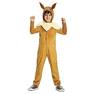Eevee Pokemon Kids Costume, Official Pokemon Hooded Jumpsuit with Ears, Classic Size Large (10-12)