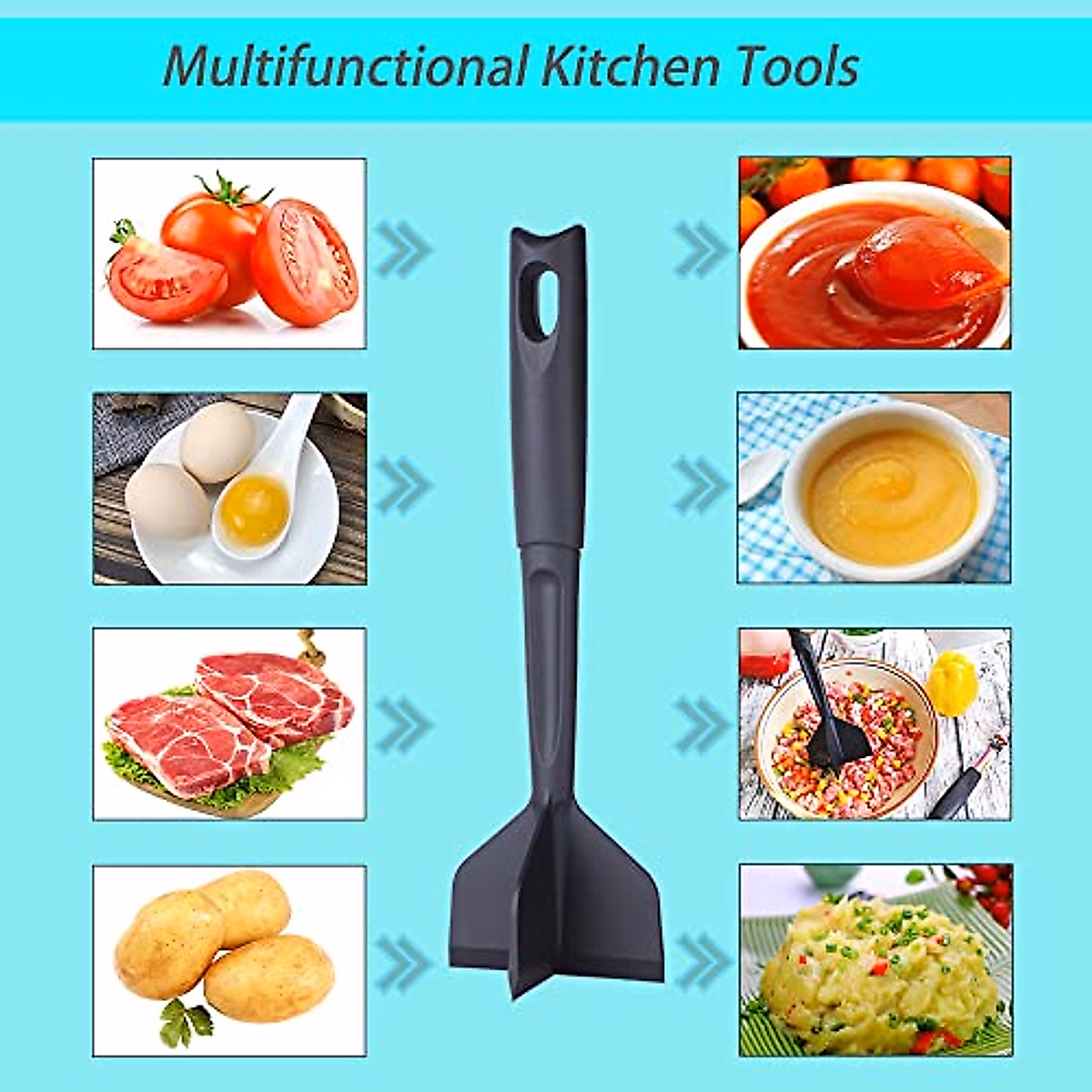 Meat Chopper, Hamburger Chopper, Potato Masher, Professional Heat Resistant Nylon Meat Chopper for Ground Beef, Ground Turkey, Hamburger meat, Ground Beef Smasher & Ground Meat Chopper