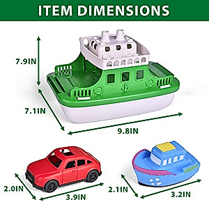 Toy Boat Bath Toys for Toddlers with 4 Mini Car Toys and 4 Bath Boat Squirters, Kids Ferry Boat for Bathtub Bathroom Pool Beach Toys