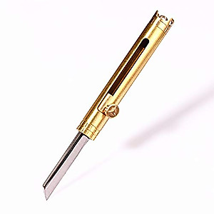 SZHOWORLD Brass Mini Utility Knife - EDC Pocket Knife, Small Compact Box Cutter with Special High Carbon Alloy Steel, Upgraded Version (Brass)