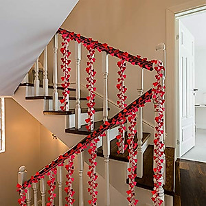 Chuangdi 2 Pieces Red Heart Tinsel Valentine's Day Garlands Heart Shaped Tinsel Garlands Valentines Love Hanging Garlands Decoration for Wedding Party Valentine's Day Decor