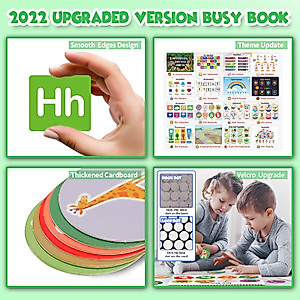 Riosin Busy Book for Preschool Toddlers,Quiet Book with 15 Themes for Ages 3+ Kids Activity Binder, Montessori Toys Autism and Early Sensory Educational Learning Activities Materials