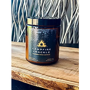 Campfire Candle Scented| 8oz Firewood Scented Candles for Men Wood Wick, Long Lasting, Masculine Scents, Natural Soy Jar Candle for Home, The Perfect Mens Gift.