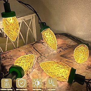 BESSTOR 50 LED 33 Ft C9 Christmas Led String Lights Decoration, 8 Modes Waterproof Fairy String Lights for Christmas Decoration Indoor Outdoor Home Xmas Tree Lights Patio Garden Party (Warm White)