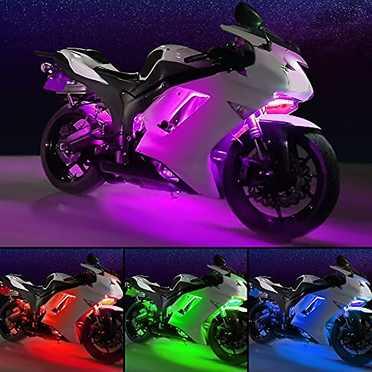 12PCS Motorcycle LED Underglow Kit, icicar Motorcycle Lights App Control Music Sync LED Motorcycle Lights Brake Feature Waterproof Dual Remote Motorcycle Underglow LED Light Kit for UTV ATV Golf Cart