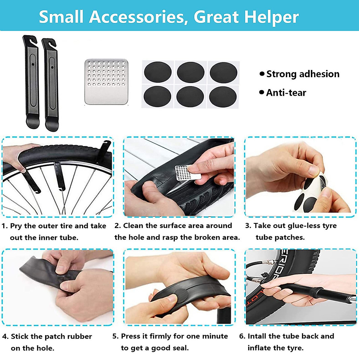 AaiLucky Bike Repair Tool Kit with Mini Bicycle Pump, Bicycle Saddle Bag with Tail Light, 16-in-1 Bike Multitool, Bicycle Tire Repair Kit for Road MTB Bikes, Large Capacity Bike Set Pack Bag