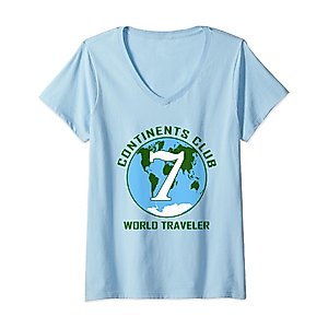 Womens 7 Continents World Traveler Club V-Neck T-Shirt
