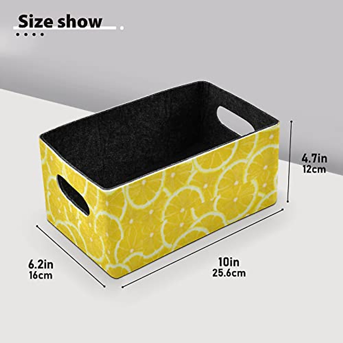 Yellow Lemon Storage Basket Felt Storage Bin Collapsible Shelves Basket Decorative Baskets Organizer for Kids Bedroom Magazine