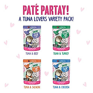 Weruva B.F.F. Play - Best Feline Friend Pate Lovers, Aw Yeah!, Pate Partay! Variety Pack, 3oz Pouch (Pack of 12)