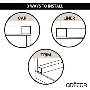 Questech Decor Tile Trim, 1/2 x 12 Inch Linear Flat Pencil Tile Edge Trim Cap, Decorative Shower Tile Liner, Kitchen Tile Border Backsplash Trim, Gray Polished, 6 Pack