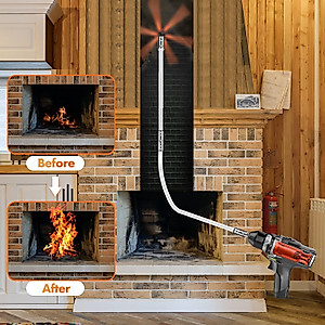 CLLVGOKD Chimney Sweep Kit 26FT Chrome Button Locking System Chimney Cleaning kit with 8 Reinforced Nylon Flexible Rods Snap Locking 45 Degree Angle Driven by Drill for Fireplace Flue Home Use