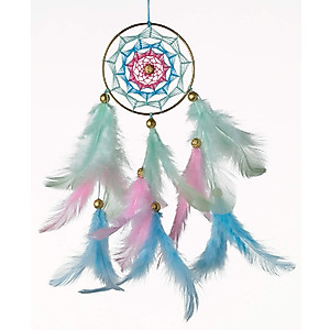 Rooh Dream Catcher ~ Pastel Shades Car Hanging ~ Handmade Mandala Hangings for Positivity (Can be Used as Home DÃcor Accents, Wall Hangings, Garden, Car, Bedroom, Key Chain, Meditation Room)