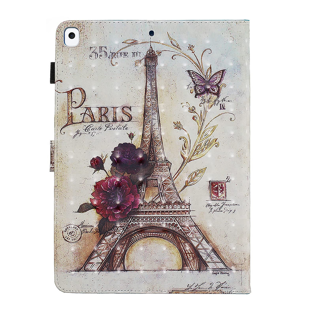 UUcovers iPad 10.2 inch Case 9th/8th/7th Generation (2021/2020/ 2019) & iPad Air 3 (10.5") 2019/iPad Pro 10.5" 2017 with Pencil Holder [Auto Wake/Sleep] Stand Smart PU Leather Folio Cover,Paris Tower