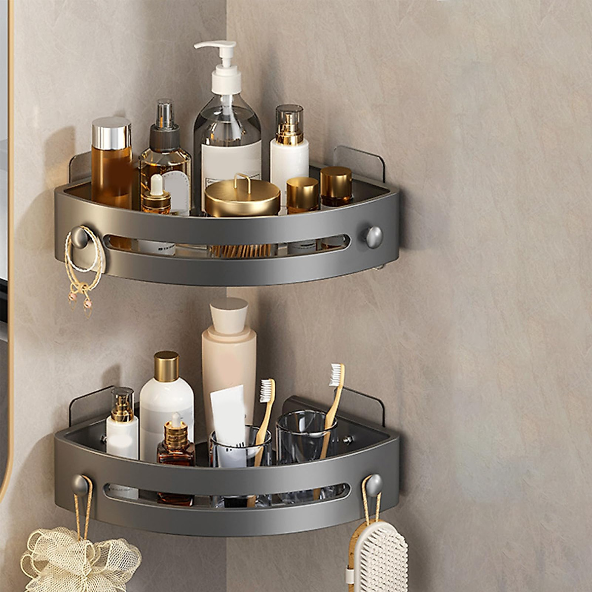 Lightning Deals Prime, Lightning Deals of Today, Bathroom Rack Punch- Storage Rack Household Corner Rack Basket Bathroom Wall-Mounted Towel Rack Furniture Home Bathroom Shower Organizer