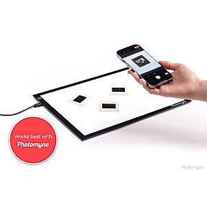 Photomyne Light Pad Backlight | Slides & Negatives viewer | Film Negatives & Old Slides Scanning Lightbox | Hands-Free Ultra-Thin Ultimate Brightness  (Includes USB Adapter) - Black