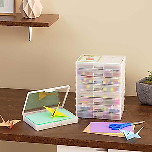 iBune Large 4x6 5x7 Photo Storage Box, 16 Inner Photo Cases Store up to 1800 Pictures, Photo Organizer with Zipper Cloth Bag, Cards Craft Keeper with Handle for Photo Cards Seed Storage, White