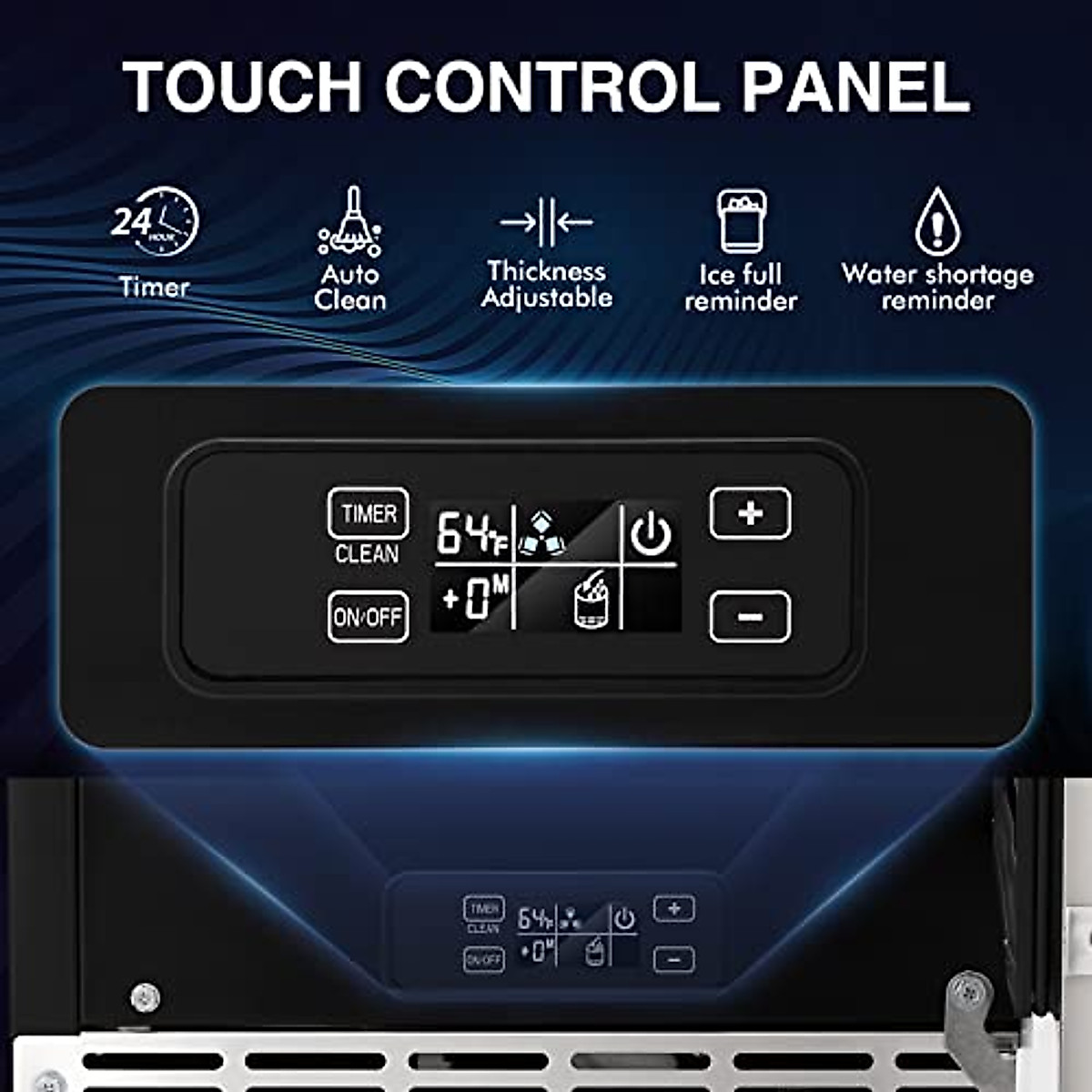 R.W.FLAME Under Counter Ice Maker, 80Lbs Daily Built-in Ice Maker Machine, Reversible Door, Auto Clean, 24H Timer, Commercial Ice Maker for Home & Coffee Shop, Silver