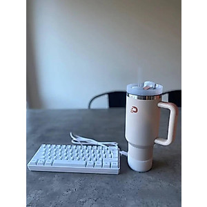 Acuewuja 40oz/1180ml Tumbler With Handle, Lid, Straw And Silicone Boot Reusable Double Wall Vacuum 18/8 Stainless Steel Coffee Travel Mug Portable Insulated Beer Cup (Rose Quartz)