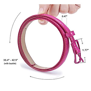 Selighting Women's Solid Color Faux Leather Skinny Belts for Dresses (One Size, Rose)